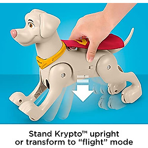 Fisher-Price DC League of Super-Pets Krypto Toy, 14 inches long, Authentic Movie Figure with Sounds Phrases & Motorized Motion, Rev & Rescue, for 3 years and up