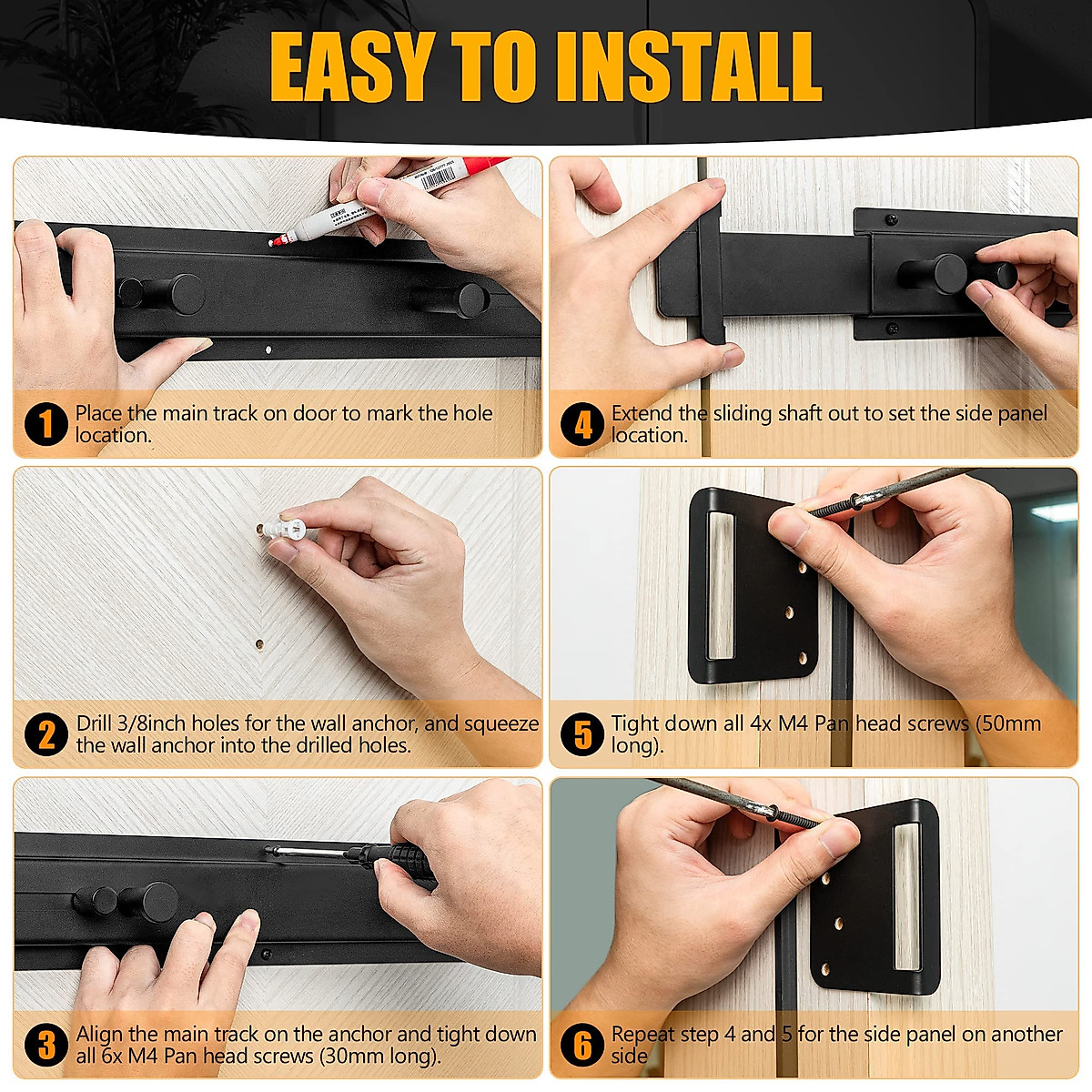 Sihnman Door Bar Lock - Patented Door Barricade Security Bar - Home Safety Improvement, Door Reinforcement, Childproof, Break-in Prevention - Premium Grade Steel Door Mount for 26''-37'' Wide Doors