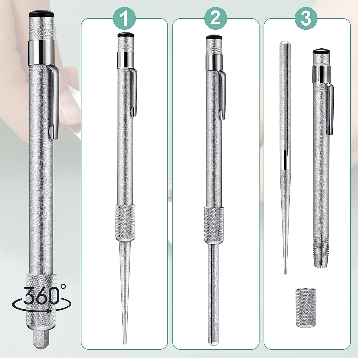 Honoson 5 Pieces Pocket Knife Sharpener Serrated Knife Sharpener Diamond Honing Rod Tactical Pen Steel Rod Pen for Kitchen Outdoor Hunting Fishing Hiking Camping Garden Tools