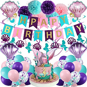 Mermaid Party Supplies Mermaid Birthday Party Decorations for Girl's Birthday Party and Baby Shower Party Decoration