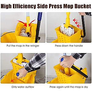 Nightcore Commercial Mop Bucket, All-in-one Tandem Floor Cleaning Wavebrake, Side Press Cleaning Wringer Portable Trolley On Wheels, Ideal for Household, Commercial,Restaurant,26 Quart Capacity