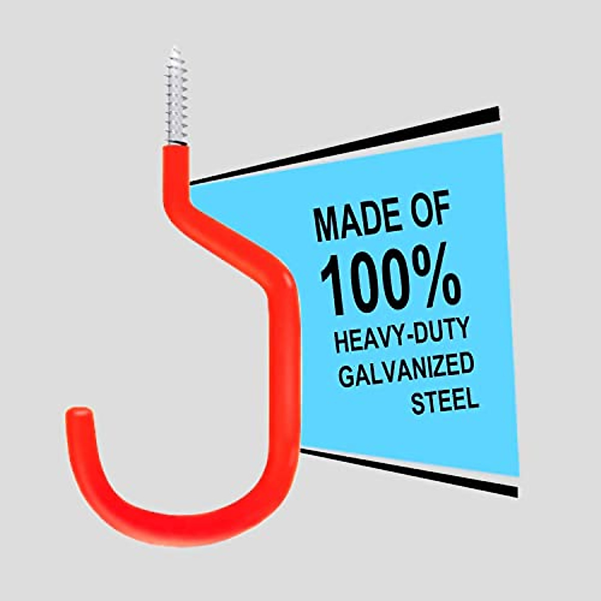 SMARTOLOGY Extra-Large Bike Hook, Rubber Coated Bicycle Hanger, Heavy-Duty Screw in Ceiling Hooks for Garage Wall and Shed, 4 Pack Oversize Tool Holder