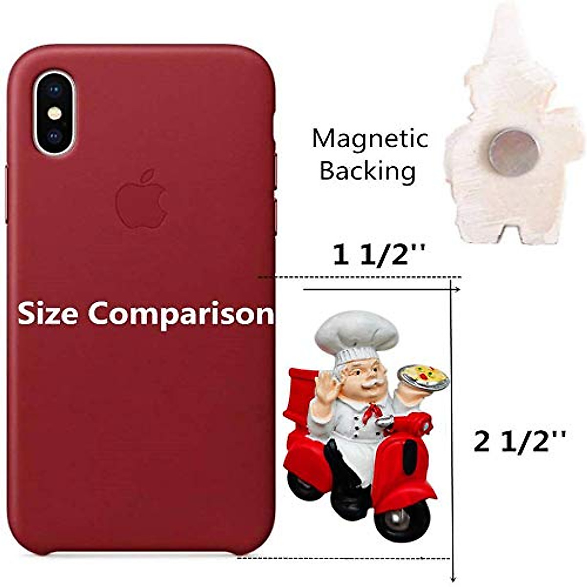 fzbali Italian Fat Chef Fridge Magnets Set of 4, Cute Chef Figurine Statue Decorations for Home Kitchen Restaurant, Funny 3D Resin Baker Refrigerator Decors Accessories