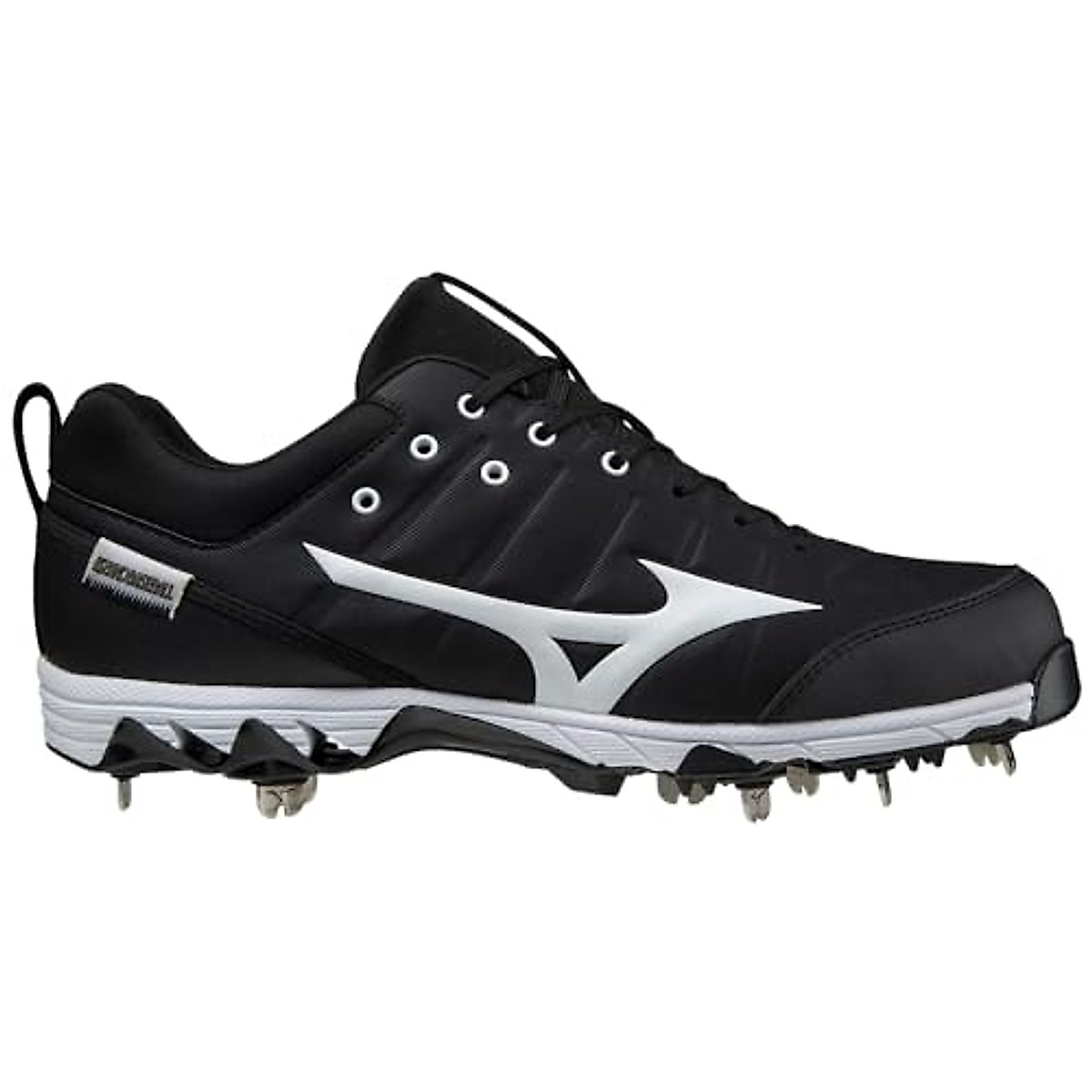 Mizuno mens 9-spike Ambition 9 Spike Men s Metal Baseball Cleat 10 1 2, Black/White, 10.5 US