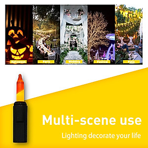 BOKING Halloween Orange Lights String Outdoor 100 Mini Waterproof Incandescent Indoor Decoration Plug in 23 Feet Used for Patio Party Festive Courtyard Home