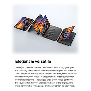 Lenovo 2023 Newest IdeaPad Flex 5 2-in-1 Laptop, 16" 2.5K Touchscreen, Intel Core i7-1255U (10 cores), 16GB RAM, 512GB SSD SSD, Intel Iris Xe Graphics, Wi-Fi 6, Backlit Keyboard, Windows 11 Home