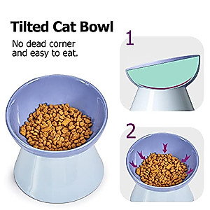 Y YHY Raised Cat Food Bowl, Tilted Elevated Cat Bowl 6 Inch Anti Vomiting for Food and Water Orthopedic Cat Bowls for Flat Faced Cats, Small Dogs, Protect Pet's Spine