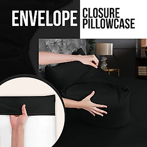 Utopia Bedding Queen Pillow Cases - Pack of 4 - Envelope Closure - Soft Brushed Microfiber Fabric - Shrinkage and Fade Resistant Pillow Covers Queen Size 20 X 30 Inches (Black)