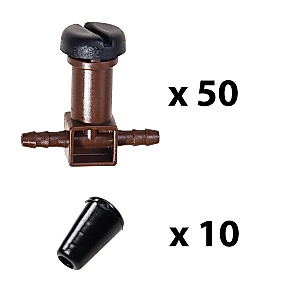 Blumat 50 Distributor Drippers with 10 End Pieces to Attach to Watering System Parts | Water Evenly Garden, Balcony Plants (50 Pieces, 10 End Pieces)