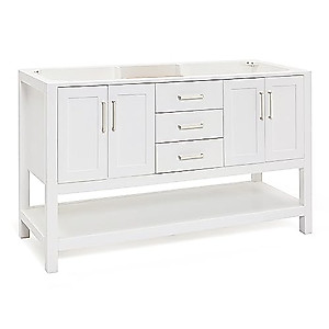 ARIEL Magnolia 60" Double Sink Base Cabinet in White