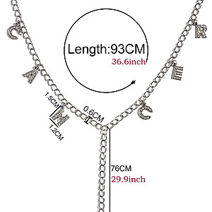 Rhinestone Pisces Constellation Letter Belly Chain Body Jewelry Metal Waist Chain Belt Lower Back Chain Crystal Thong G-String for Women (Pisces)