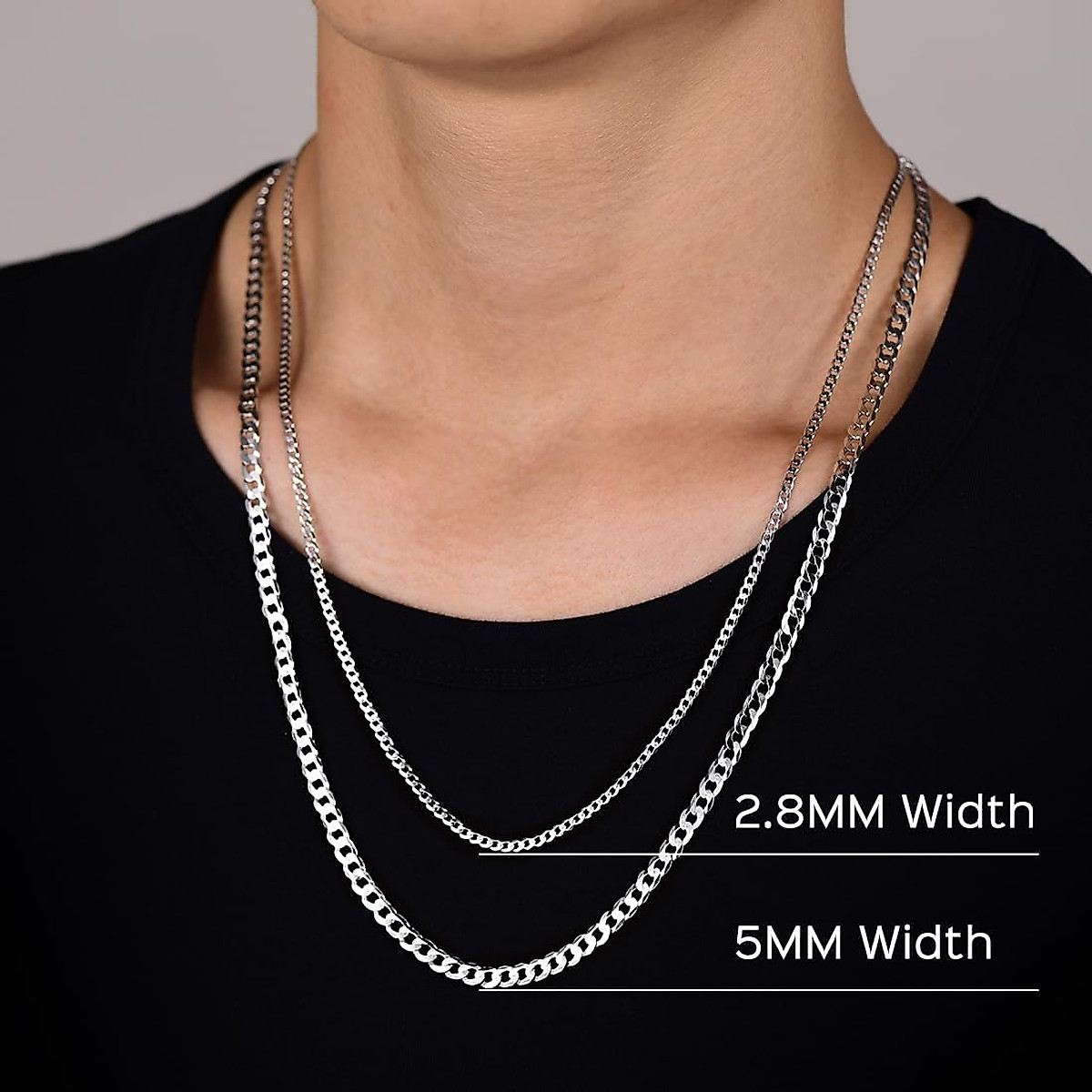 ChicSilver Cuban Link Chain for Men Cuban Chain 925 Sterling Silver Choker Necklace for Women Thin Curb Chain 3mm 14 inch Short Choker