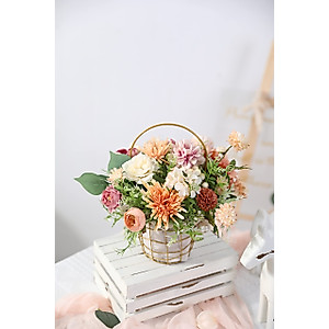 YYHUAWU Artificial Flowers Combo Set Fake Flower Leaf Box with Stems for DIY Wedding Bouquets Centerpieces Flower Arrangements Decorations Baby Shower Party Home Decorations Orange Pink