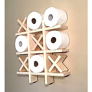 Tic Tac Toe Toilet Paper holder- COMPACT DESIGN - Handmade- No Assembly Required