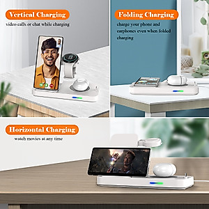 Upgraded 4 in 1 Wireless Charger for Google Pixel Watch 1, Pixel 8 Pro/8/7A/Fold/7/7 Pro/6/6 Pro/5/4/3/XL, Pixel Buds Pro, Foldable Wireless Charging Station for Google Pixel, iPhone, Airpods, Samsung