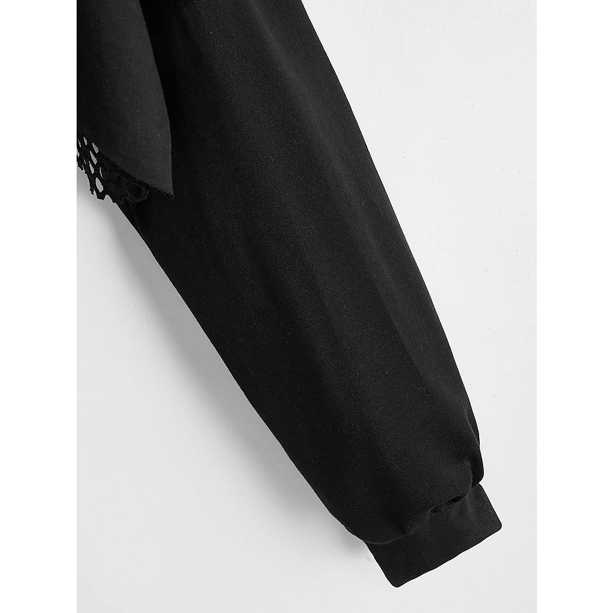 SweatyRocks Women's Casual Solid Cut Out Front Long Sleeve Pullover Crop Top Sweatshirt Solid Black 3XL