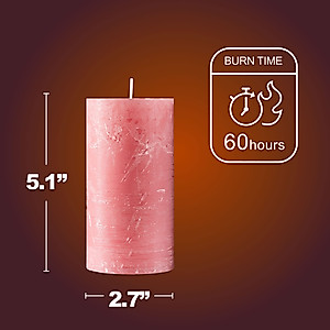 SPAAS Rustic Rose Blush Pillar Candles - 2.7" X 5" Decorative Candles Set of 4 - Clean Burning and Dripless Unscented Rustic Pillar Candles for Home Decorations, Party, Weddings, Spa, Restaurant