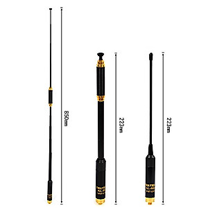TWAYRDO AL-800 VHF/UHF 2m 70cm Walkie Talkie SMA-Female Extendable Antenna Dismountable 33.5-inch for Baofeng BF-UV5R BF-888s PUXING WOXUN Kenwood TK-360 TK-370 Two Way Radio