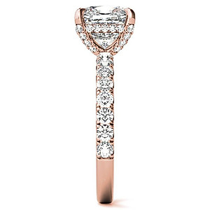 10K Solid Rose Gold Handmade Engagement Ring, 3 CT Cushion Cut Moissanite Diamond Solitaire Bridal/Wedding Rings for Women/Her, Minimalist Ring Anniversary Ring For Gifts (5.5)