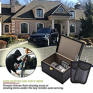 Faraday Box & 2 Pack Faraday Bag for Key Fob Protector, Faraday Cage Key Fob Signal Blocker Faraday Key Fob Protector Faraday Pouch RFID Box for Car Keys