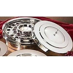 Stackable Communion Tray with Center Bread Plate & Tray Cover - Stainless Steel Silver Finish
