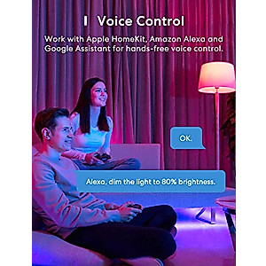 Smart LED Strip Lights, 16.4ft WiFi LED Strip Work with Apple HomeKit, Alexa, Google Home and SmartThings, Color Changing Lights Strip for Bedroom, Living Room, Kitchen