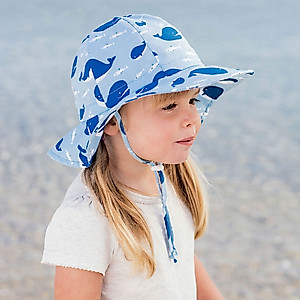JAN & JUL Adjustable Foldable Toddler Boy UPF Sun-Hat, Breathable Cotton (M: 6-24 Months, Blue Whale)
