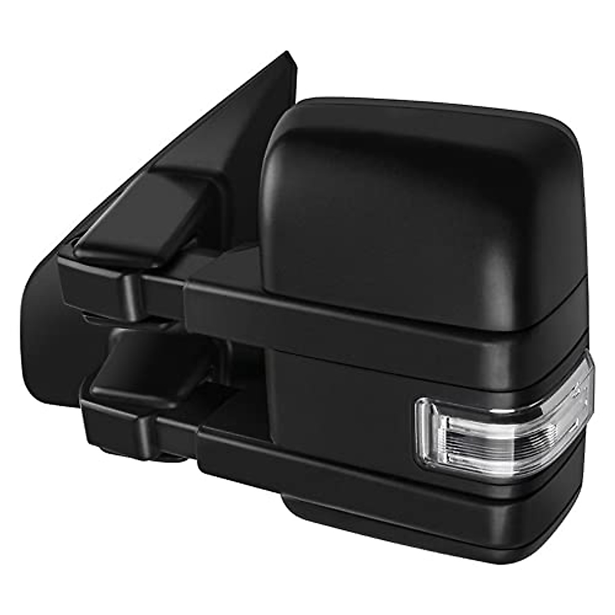 ORTUS UNI Power Heated Puddle Light turn Signal Towing Mirrors Pair (ABS,Black)