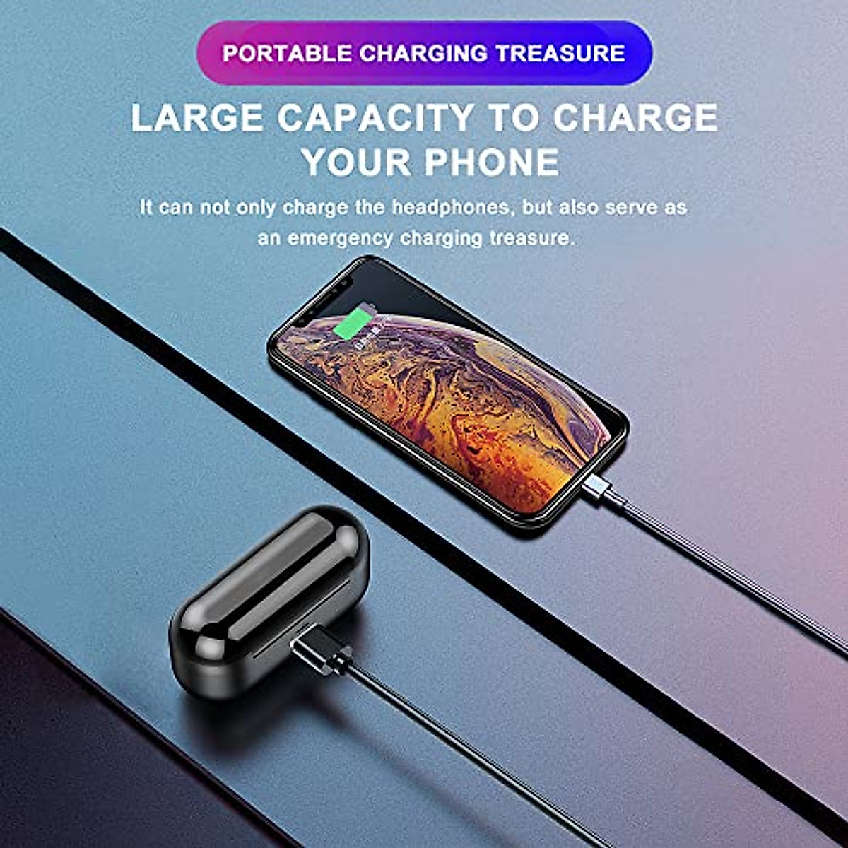 Wireless Earbuds Bluetooth 5.0 in Ear Light-Weight Headphones Built-in Microphone, Stereo Noise Reduction Waterproof Sport Running Earbuds with Charging Box