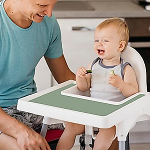 Kalovin High Chair Placemat for IKEA Antilop Baby High Chair, Silicone Placemats, High Chair Tray Finger Foods Placemat for Babies, Toddlers (Sage)