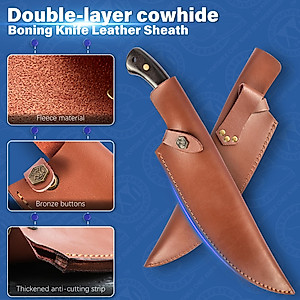 XYJ Leather Sheath For 10 Inch Boning Knife Edge Guards Blade Protector Cleaver Chef Knives Cover With Loop Belt For Outdoor Camping
