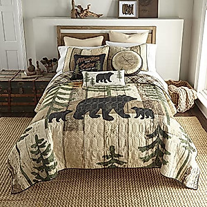 Donna Sharp Throw Pillow - Painted Bear Lodge Decorative Throw Pillow with Bear Pattern - Rectangle