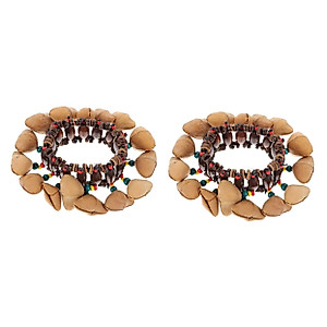 Milisten Toys 2 pcs Musical Men Wrist Style Color Nuts Bracelet Bell Shaker Conga African Assorted Girls Women for Jewelry Hand Chain Party Shell Drum Bangle Percussion Handbell Kids Toys