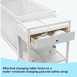Graco Fable Convertible  Crib & Changer with Premium Foam Crib and Toddler Mattress - White