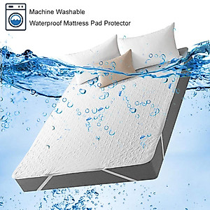 Queen Mattress Protector Cover Waterproof Quilted Fitted Soft Cotton Mattress Cover Pad Washable Mattress Bed Protector with Elastic Band (Queen Size)