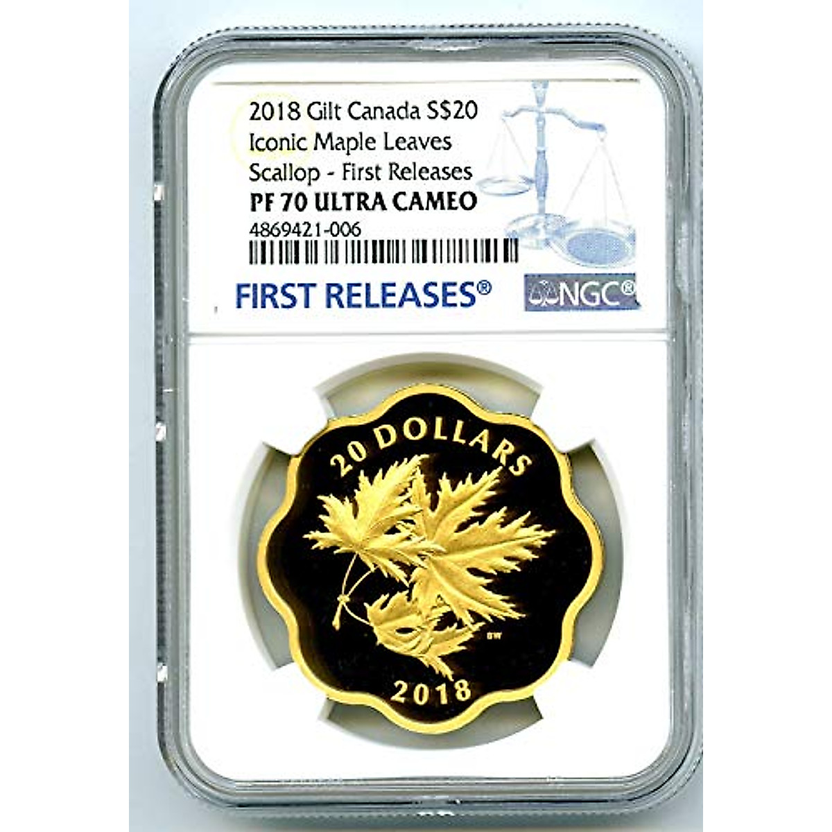 2018 CA CANADA MASTERS CLUB ICONIC MAPLE LEAVES SILVER WITH GILT GOLD PLATE FIRST RELEASES $20 PF70 NGC UCAM