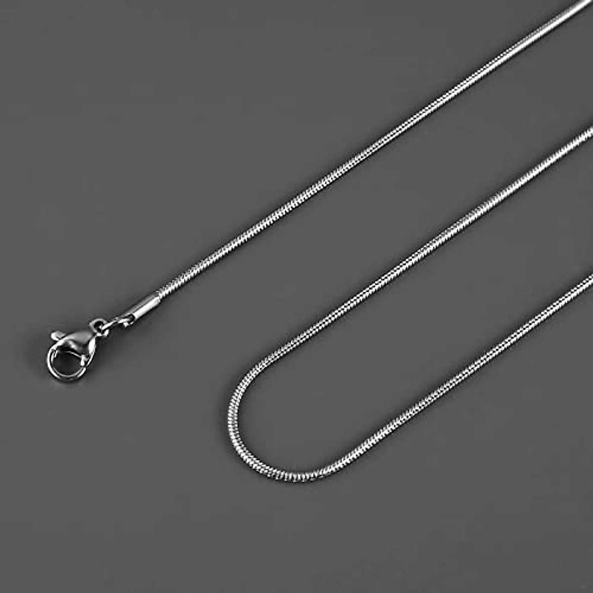 HZMAN Silver 1.2mm Width Stainless Steel Dainty Thin Round Snake Chain Necklace 16"-24'' inch Link for Women Men with Lobster Claw Clasp（16"