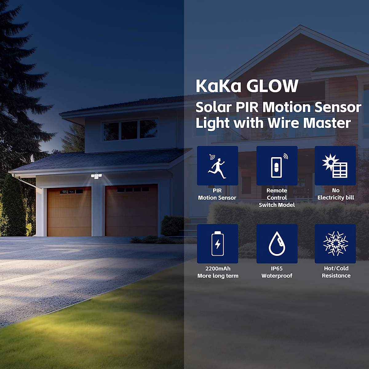 KaKa GLOW 2 Pack GM-Mizar Solar Outdoor Lights -333 LED 600LM Motion Sensor Lights Yard Garage-Wall Mount IP65, 4 300° Swivel Lamps-Detachable Split Solar Panel 16.4-Feet Cord-Day Time Use Possible