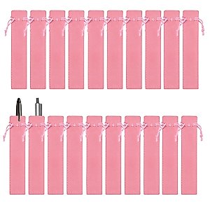 Bekecidi 20 Pieces Velvet Pen Pouch Drawstring Pen Pouch Pen Gift Bags Single Pen Holder Packaging Sleeve for School Office Business Gift (Pink)