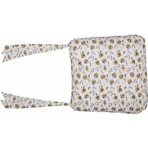 Piper Classics Morning Meadow Floral Chair Pad w/Ties, 16" L x 16" W Mustard and Yellow Printed Flowers on an Off White Quilt, Farmhouse, Country Cottage, Vintage Boho Seat Cushion