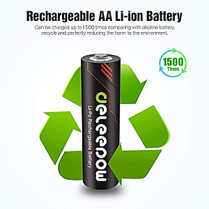 Deleepow 1.5V Rechargeable AA Batteries Lithium 3400mWh, Lithium AA Rechargeable Batteries 4-Pack 1500 Cycle with LCD Charger …