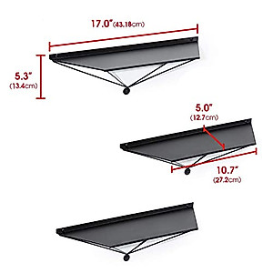 J JACKCUBE DESIGN Bathroom Wall Shelf Floating Shelves Black Metal Storage Display Rack Decor for Bedroom, Kitchen(Set of 3) - MK486AAA