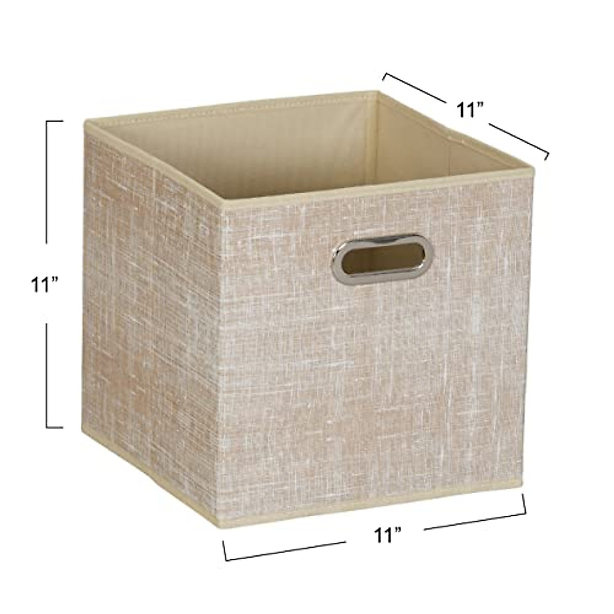 Household Essentials 6 Pack Fabric Storage Bins with Handle, Tan Mix