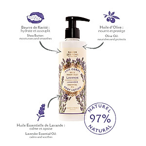 Panier des Sens - Lavender Body Lotion for Dry Skin - Hydrating Body Cream for Women - Nourishing Fluid Body Moisturizer with Shea Butter & Olive Oil - 97% Natural Ingredients Body Care - 8.45 Floz