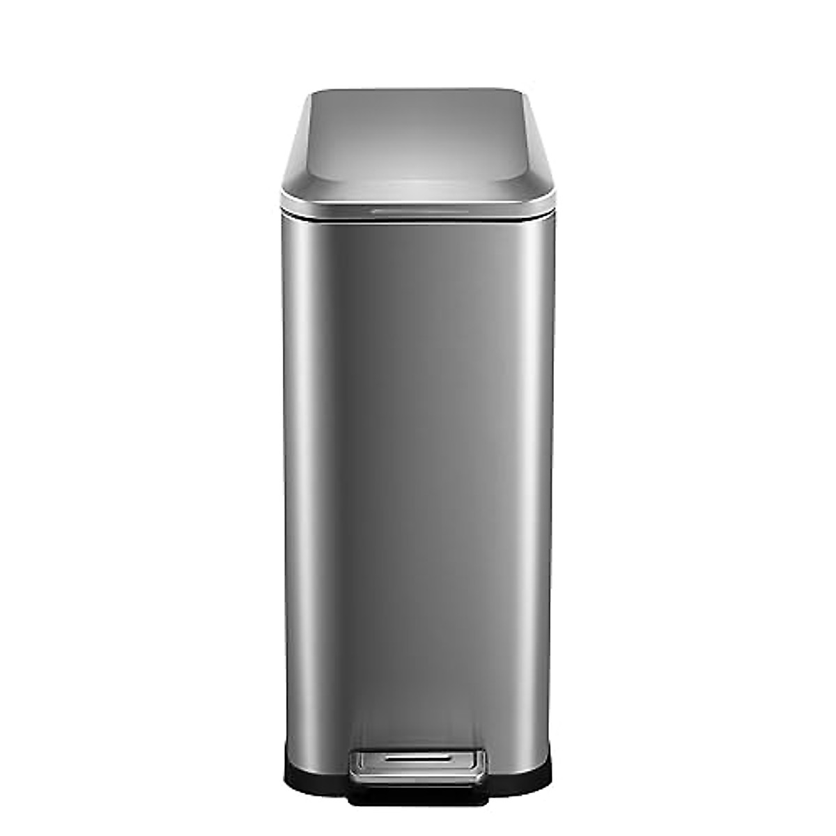 13 Gallon Tall Kitchen Garbage Can, Hands-Free Stainless Steel Trash Can with Lid Soft Close, Step Pedal, Slim Rectangular Fingerprint-Resistant Kitchen Trash Can with Removable Inner Bucket