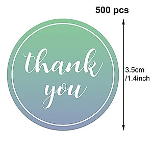 Color Thank You Stickers, 6 Different Gradient Rainbow Fashion Designs, 1.4 Inch, 500 Adhesive Labels Per Roll, Thank You Stickers for Small Business, Thank You Stickers for Wedding, Bridal Shower.