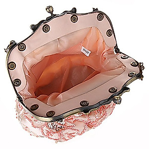 Belsen Women's Vintage Beaded Sequin Flower Evening Handbags (Champagne)