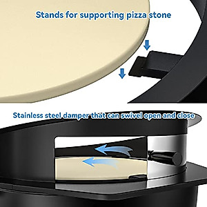 Skyflame 2 in 1 Black Coated Steel Rotisserie Kit with Pizza Ring Compatible with 22 1/2" Weber Kettle Grills - Including Roticery Motor, Spit Rod, Pizza Stone, Pizza Ring