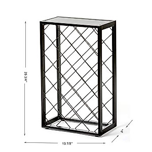 Mango Steam 23 Bottle Black Wine Rack with Glass Top Shelf, Free Standing for Home, Kitchen and Bar