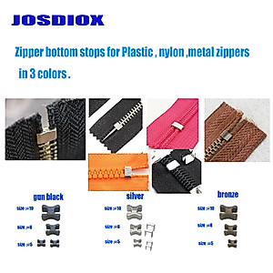 Zipper Repair Kit Metal Retainer Insertion Pin Zipper Top / Bottom Stop (3 Colors ) 13 Sets Zipper Fix Plug, Repair Down Zipper Stopper for Zipper Replacement (Size 10/8/5/3)